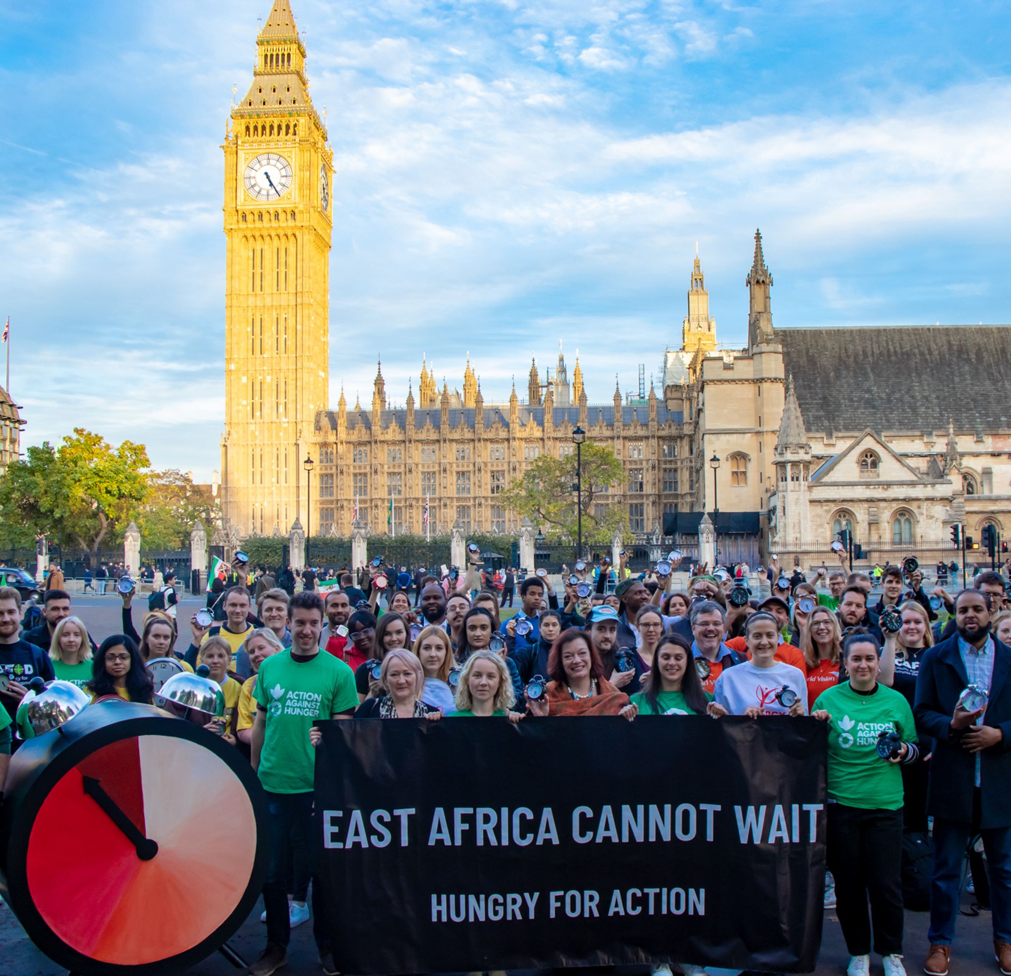 80 alarm clocks sounded in Parliament Square to wake up UK Government ...